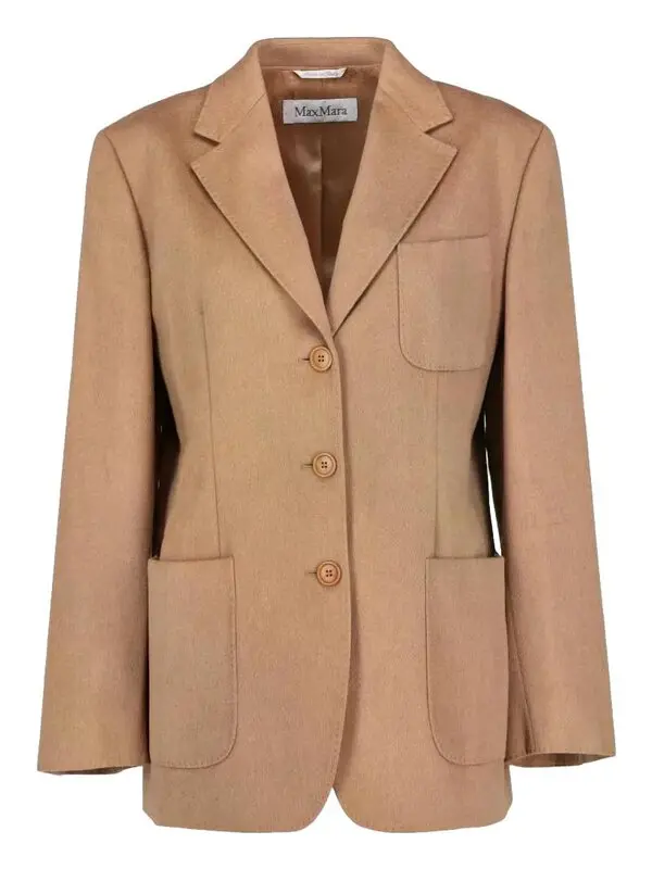Max Mara Beige Notched Lapel Patch Pocket Jacket - Neutrals