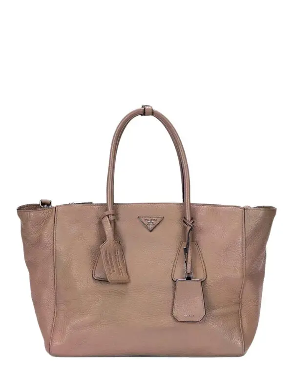 Prada Logo Plaque Tote Bag - Neutrals