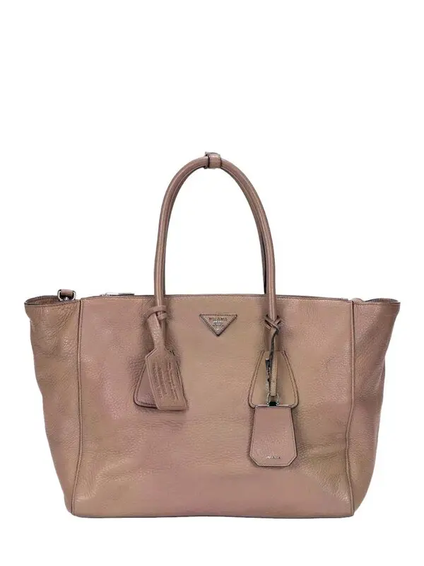 Prada Logo Plaque Tote Bag - Neutrals