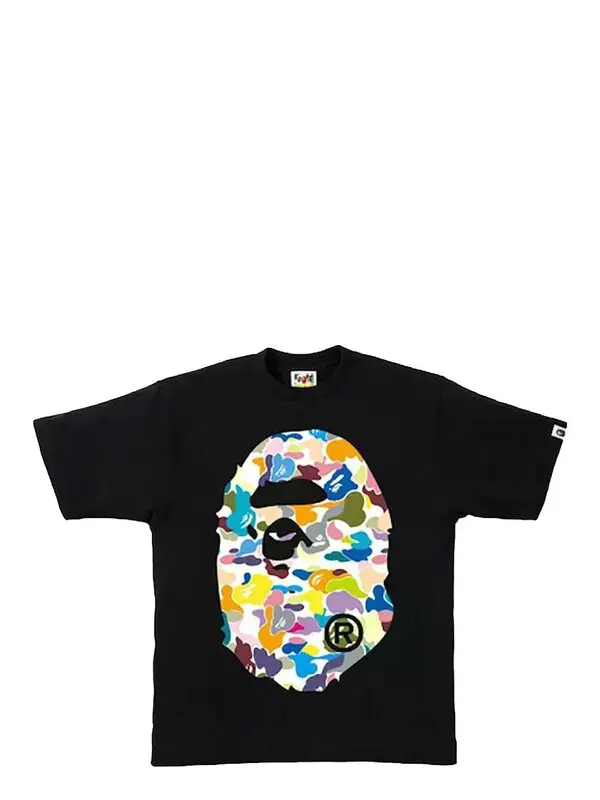 A BATHING APE Multi Camo Ape Head T-shirt - Black