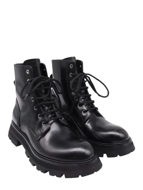 Alexander McQueen 2020s Wander Leather Lace-up Boots - Black