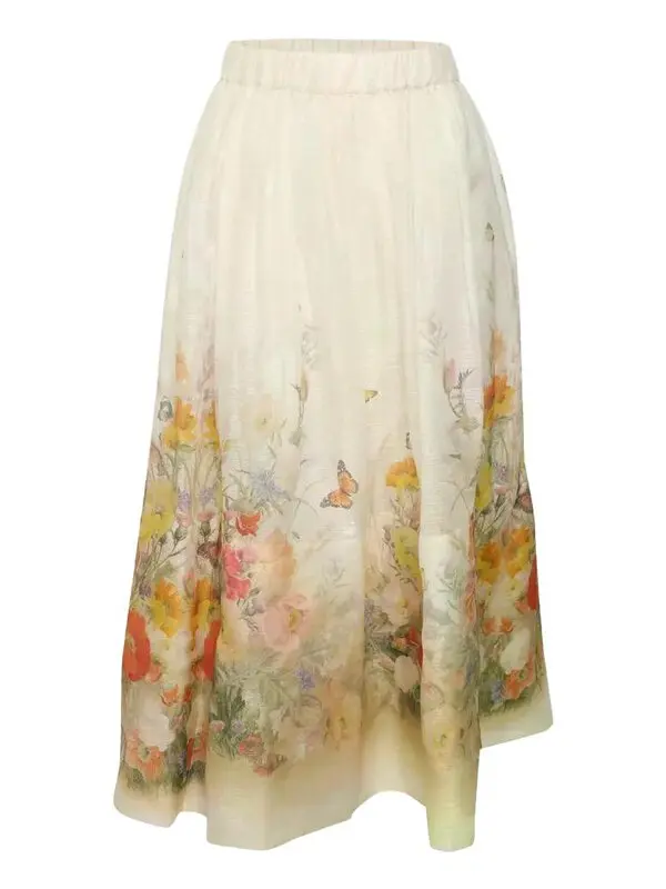 Zimmermann Tranquillity Floral-print Skirt - Neutrals