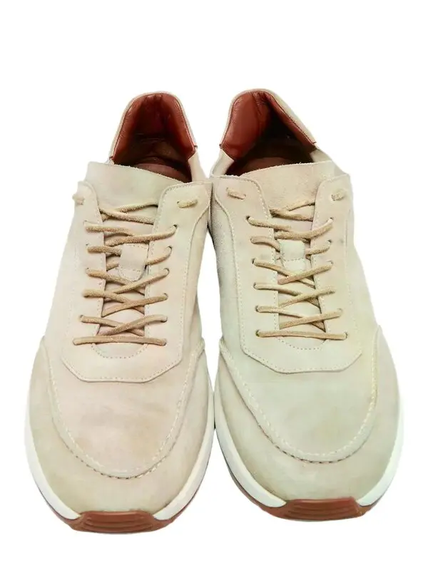 Loro Piana Suede Round Toe Lace-up Sneakers - Grey