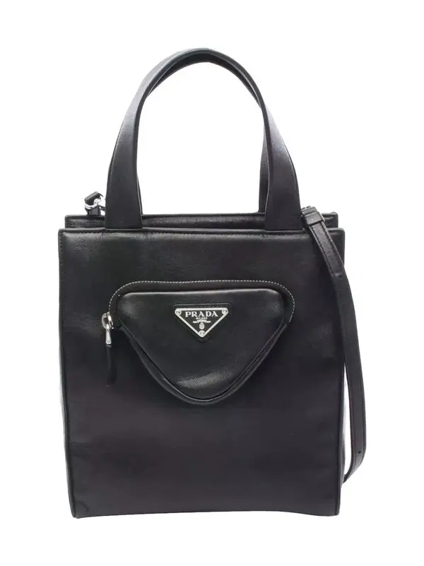 Prada Nappa Leather Front Pocket Satchel - Black