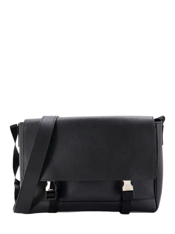 Prada Saffiano Leather Messenger Bag - Black