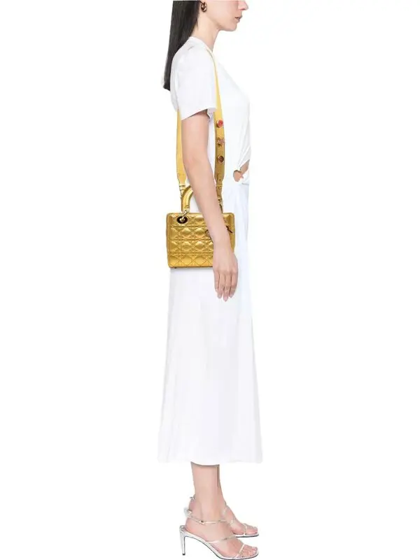 Dior Small Metallic Grained Calfskin Lady Satchel - Gold
