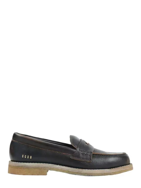 GOLDEN GOOSE Penny Loafers With Gold-tone Logo Detail - Brown
