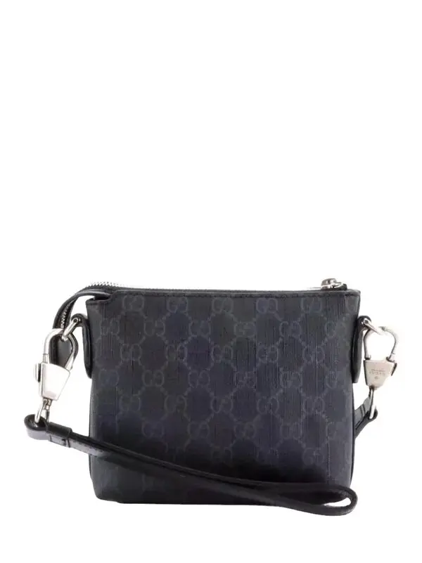 Gucci Interlocking G Patch Gg Coated Canvas Mini Messenger Bag - Black