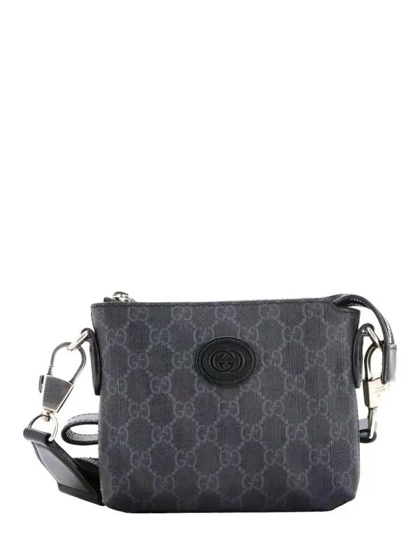 Gucci Interlocking G Patch Gg Coated Canvas Mini Messenger Bag - Black