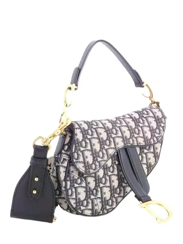 Dior Saddle Handbag With Strap Oblique Canvas Mini Shoulder Bag - Blue