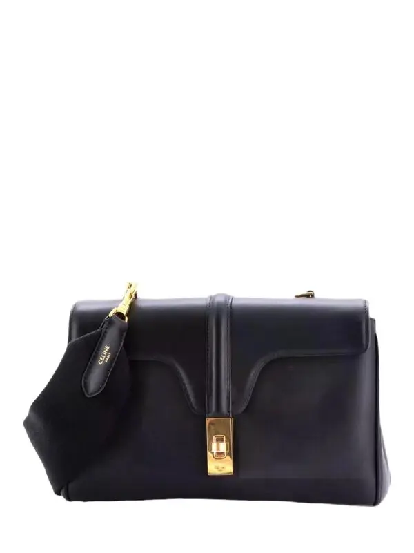 Celine Soft 16 Bag Smooth Calfskin Shoulder Bag - Black