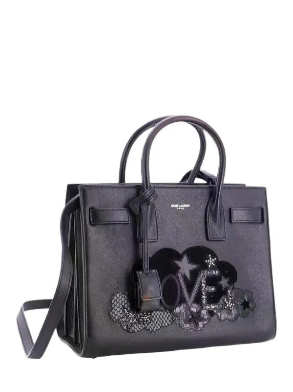 Saint Laurent Sac De Jour Bag Patchwork Leather Baby Tote Bag - Black