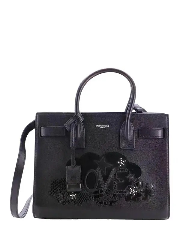 Saint Laurent Sac De Jour Bag Patchwork Leather Baby Tote Bag - Black