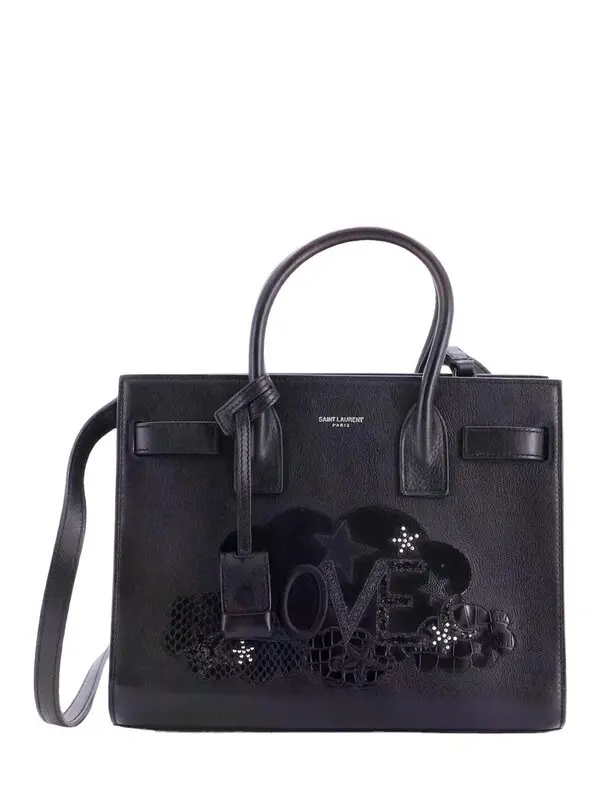 Saint Laurent Sac De Jour Bag Patchwork Leather Baby Tote Bag - Black