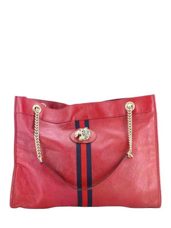Gucci Rajah Chain Leather Large Tote Bag - Red