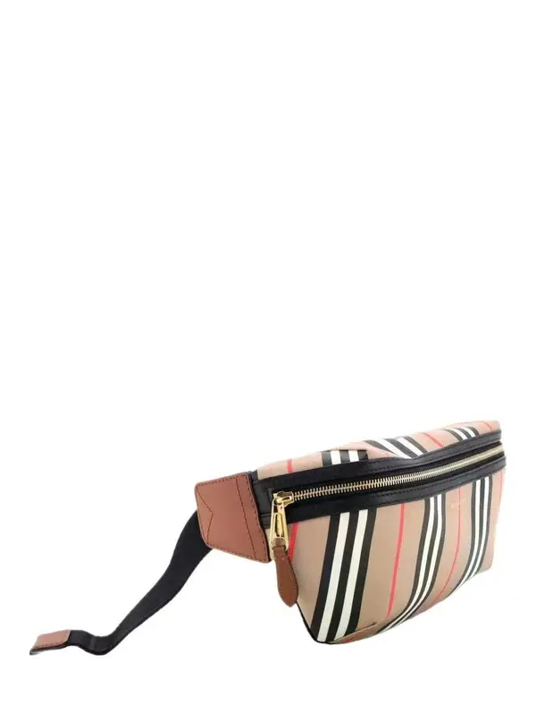 Burberry Sonny Waist Bag Icon Stripe E-canvas Medium Belt Bag - Brown