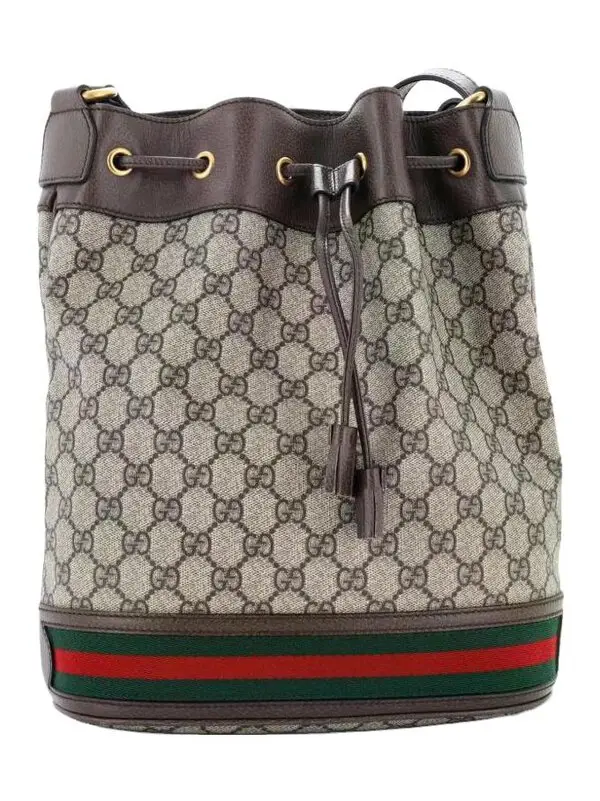 Gucci Ophidia Gg Coated Canvas Medium Bucket Bag - Brown