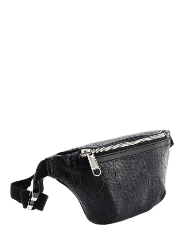 Gucci Gg Embossed Perforated Leather Belt Bag - Black
