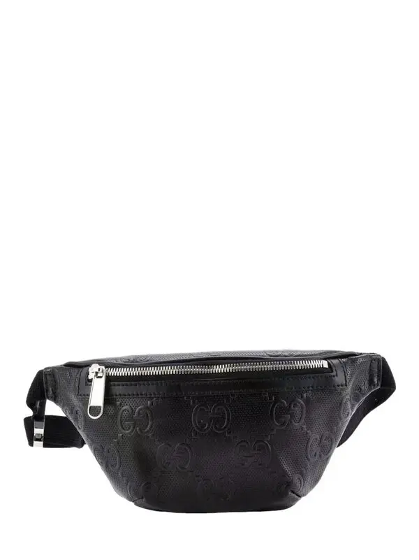 Gucci Gg Embossed Perforated Leather Belt Bag - Black