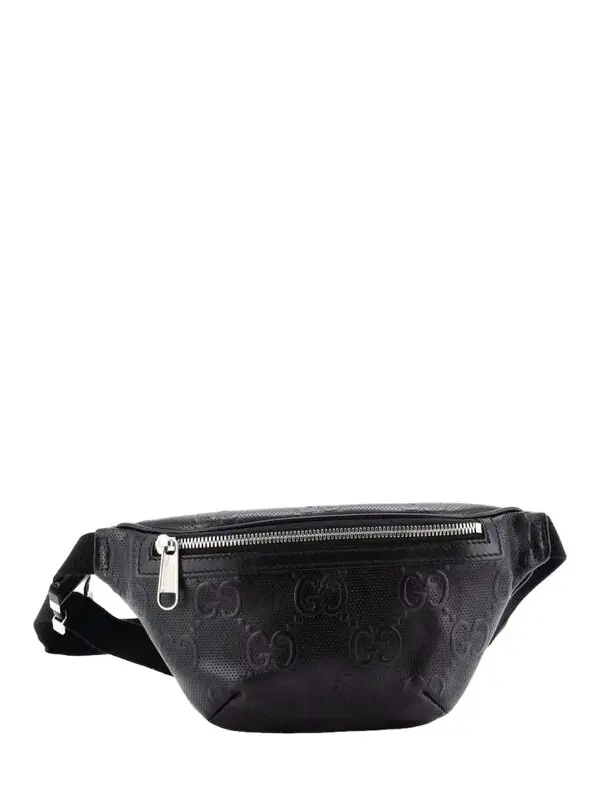 Gucci Gg Embossed Perforated Leather Belt Bag - Black