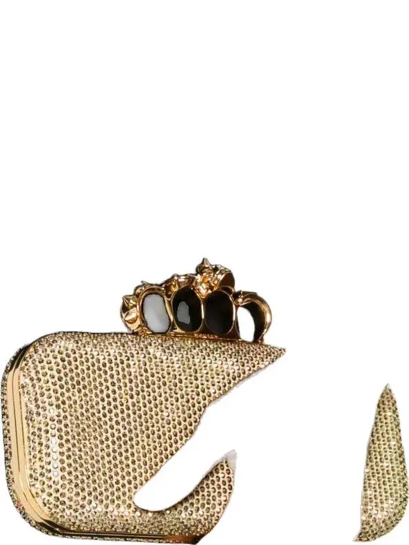Alexander McQueen Long Knuckle Crystal-embellished Clutch Bag - Gold
