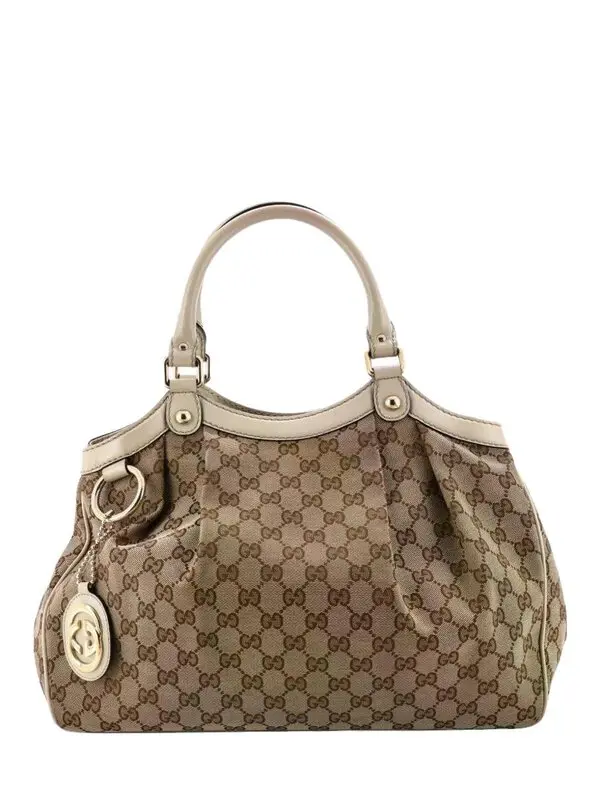 Gucci Sukey Gg Canvas Leather Medium Tote Bag - Brown