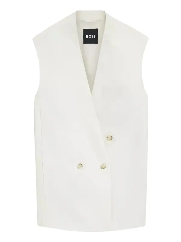 BOSS Double-breasted Sleeveless Waistcoat - Neutrals