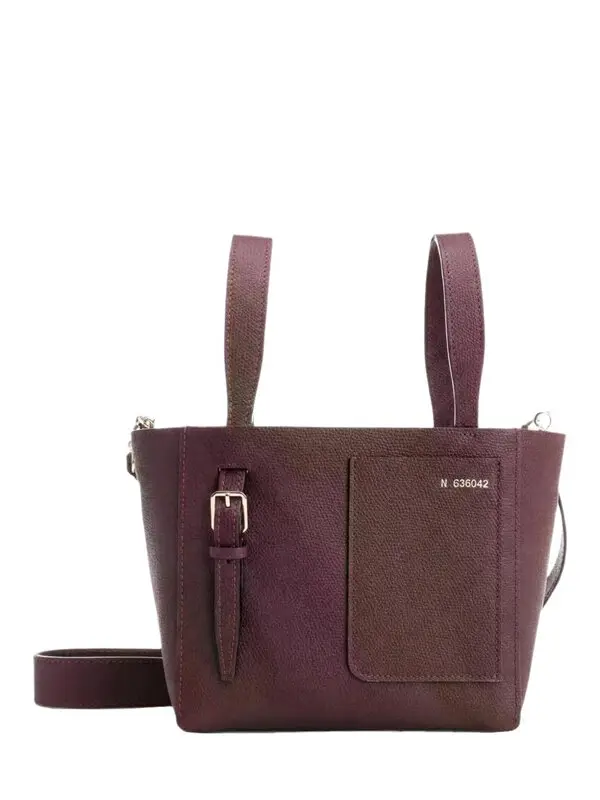 VALEXTRA Small Buckle-detail Pebbled Bucket Bag - Red