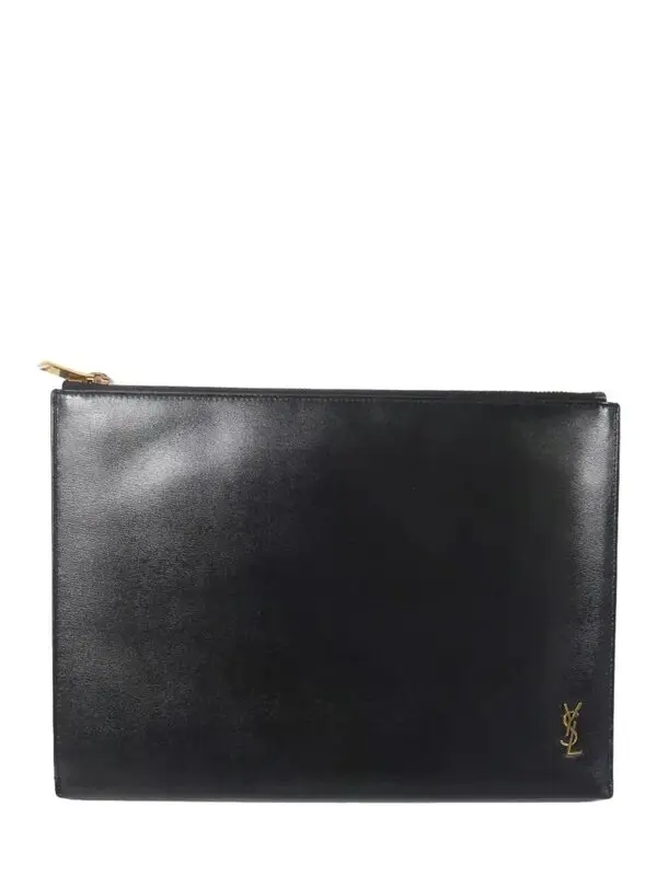 Saint Laurent Logo-appliqué Clutch Bag - Black
