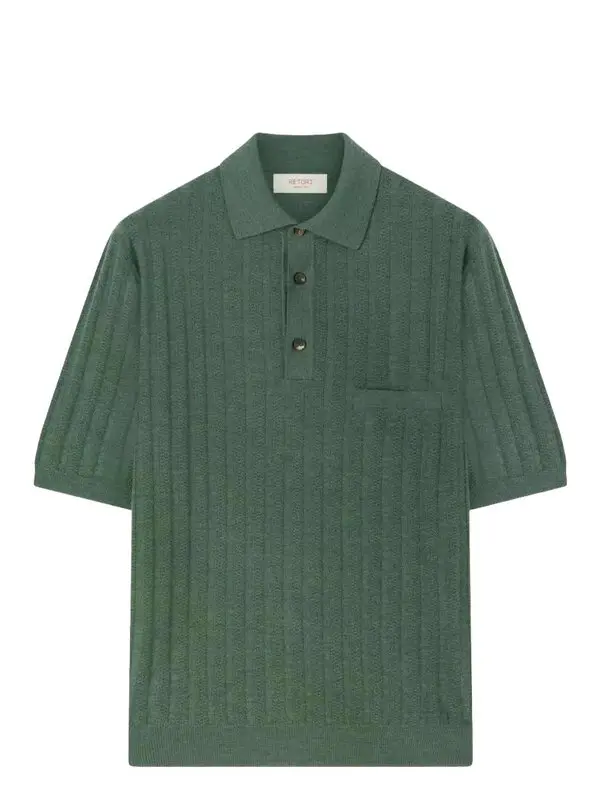 RETORI Front-pocket Wool Polo Shirt - Green