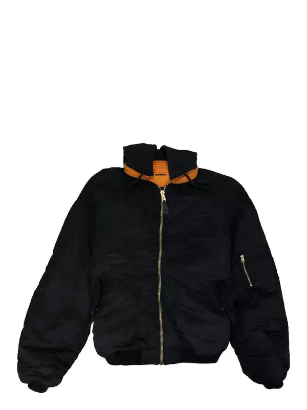 Vetements Split Design Hooded Bomber Jacket - Black