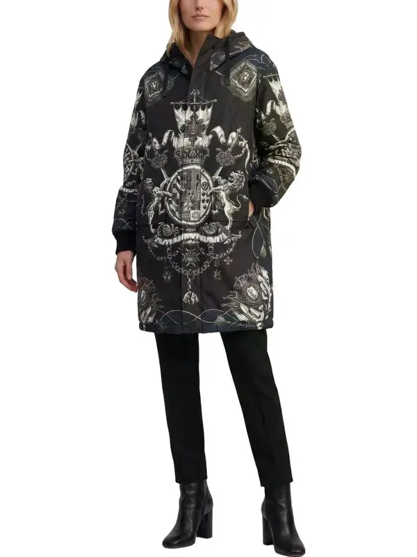 Dolce & Gabbana Heraldic Print Hooded Parka - Black