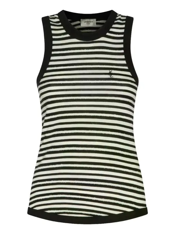 Saint Laurent Cassandre Striped Tank Top - Black