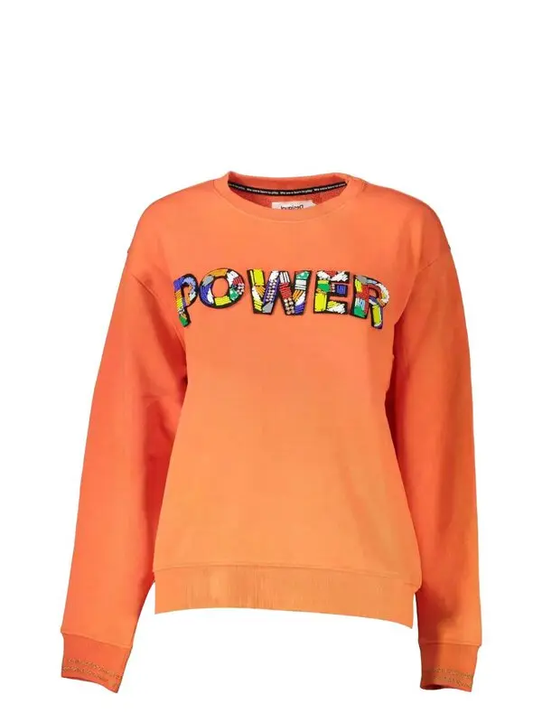 Desigual Crewneck Sweatshirt With Embellished Patch - Orange