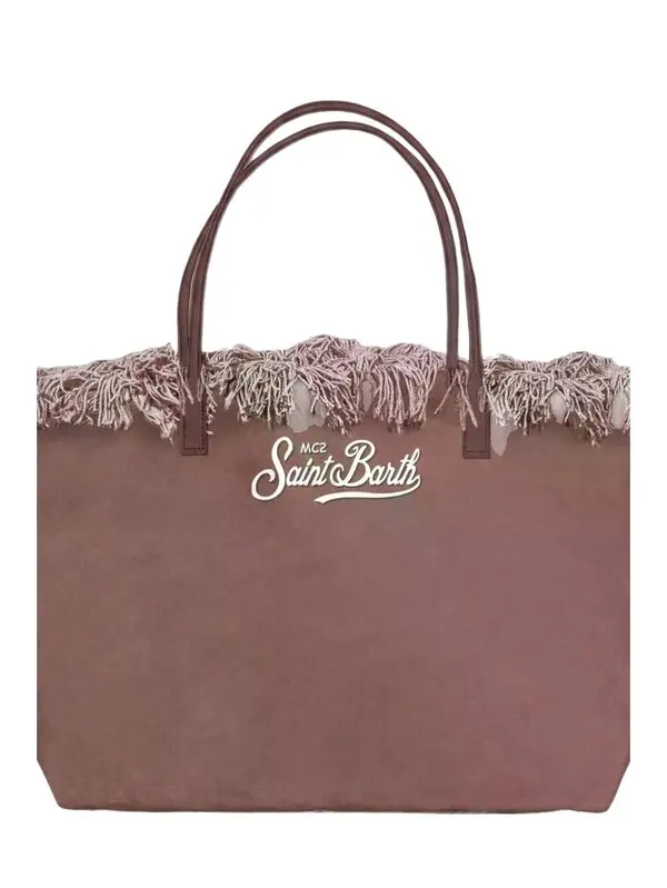 MC2 SAINT BARTH City Tote Bag With Fringe Trim And Embroidered Logo - Brown