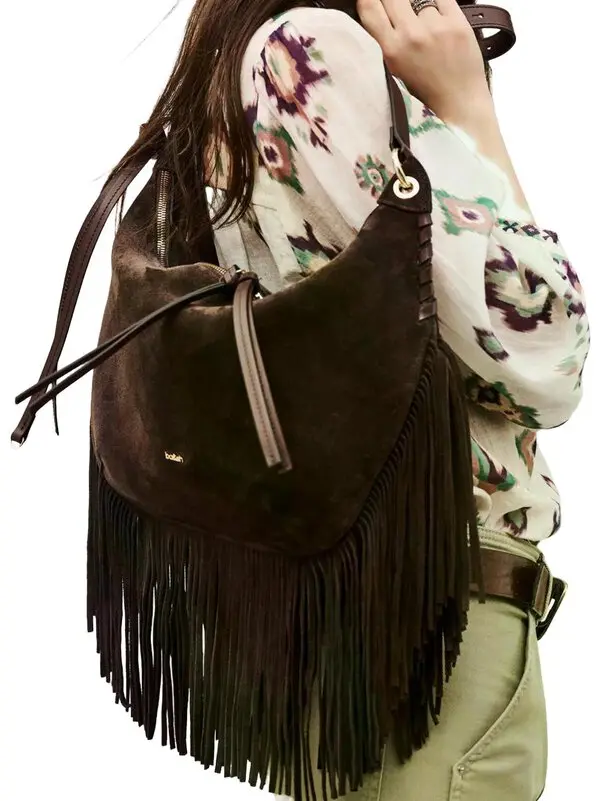 Ba&sh Suede Fringe Tote Bag - Brown