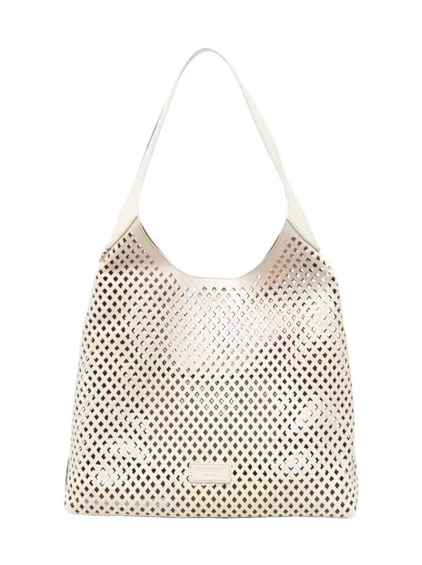 TWINSET Perforated Leather Shoulder Bag - Neutrals