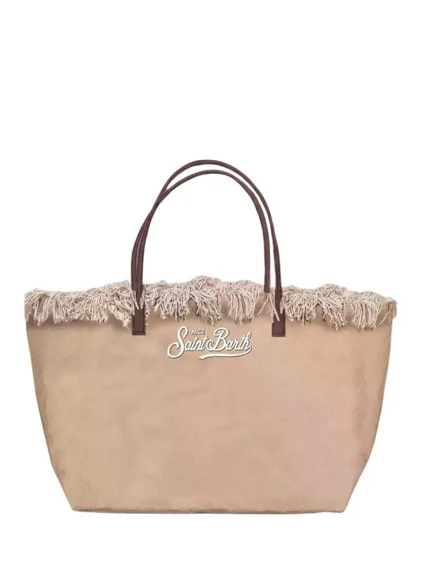MC2 SAINT BARTH Fringed Logo-embroidered Tote Bag - Neutrals