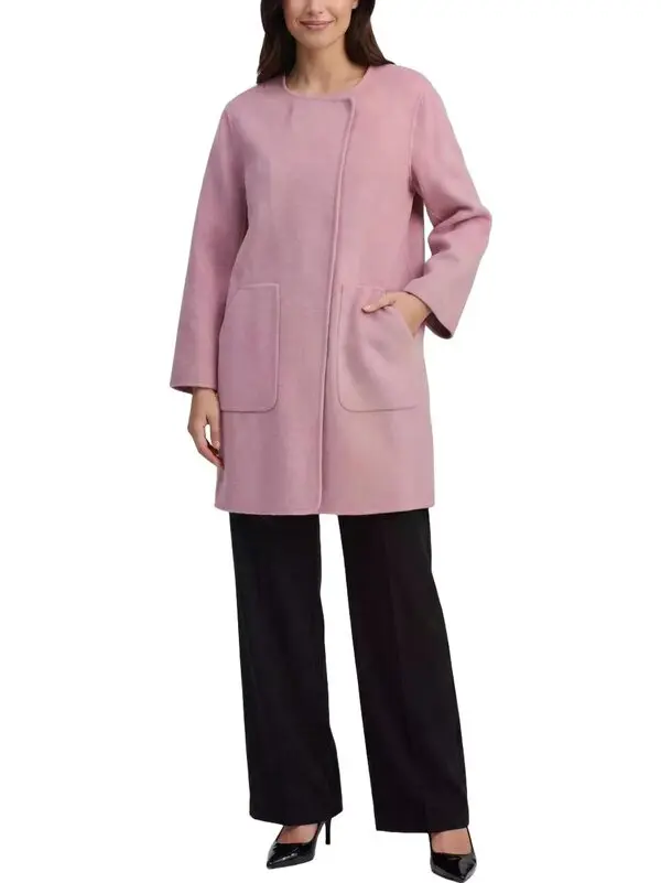 CARACTÈRE Collarless Patch-pocket Coat - Pink