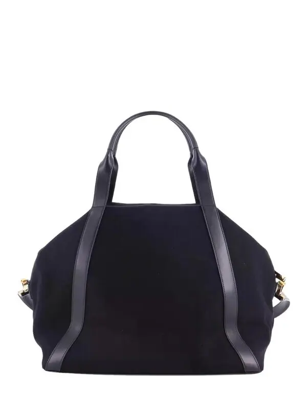 Saint Laurent Rive Gauche Embroidered Canvas Bowling Bag - Black