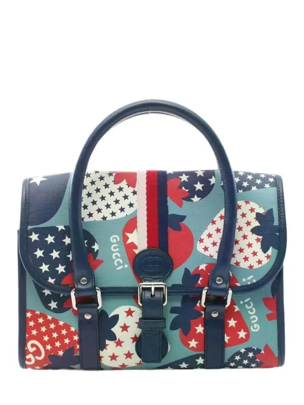 Gucci Strawberry And Star Print Tote Bag - Blue