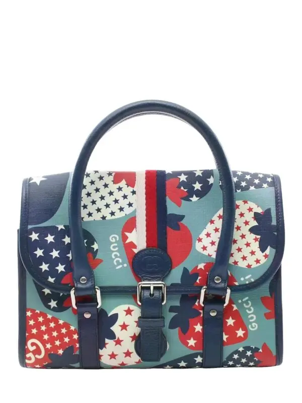 Gucci Strawberry And Star Print Tote Bag - Blue