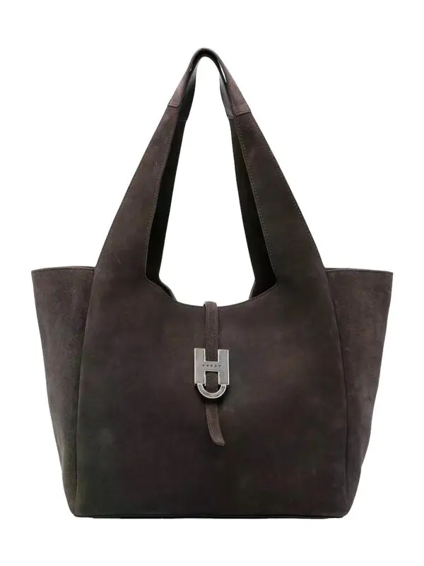 Hogan Trend Logo-plaque Suede Tote Bag - Brown