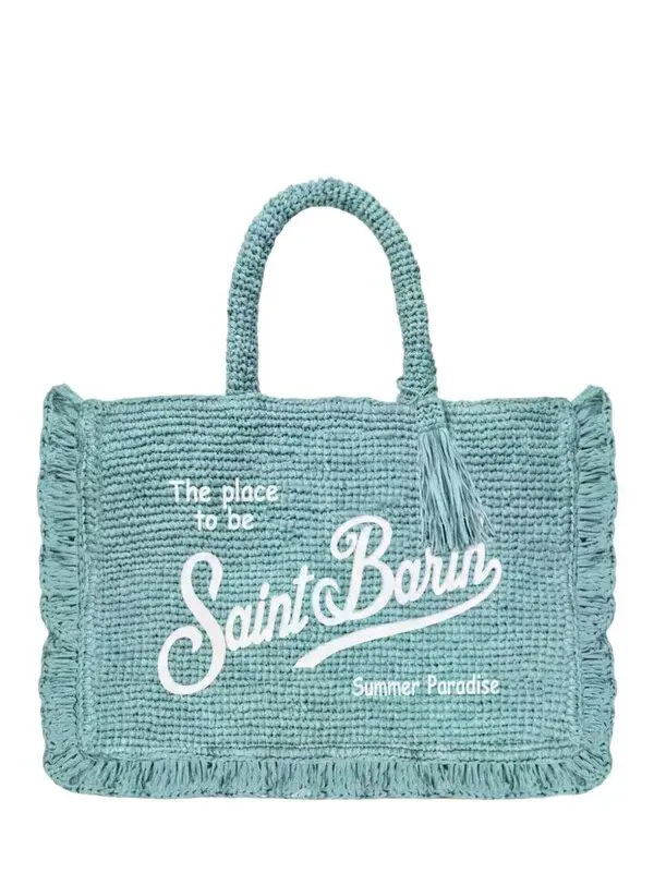 MC2 SAINT BARTH Volant Raffia Tote Bag - Blue