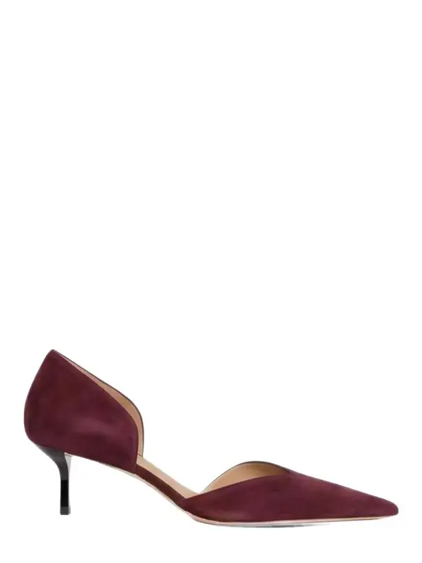 Victoria Beckham Burgundy Suede D'orsay Pumps - Red