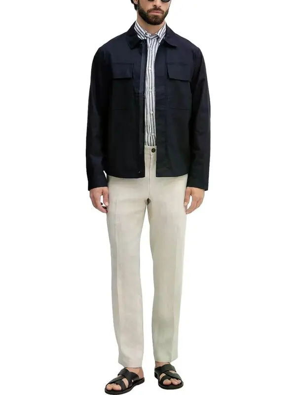 JOOP! Hank Pressed-crease Logo-patch Linen Trousers - Neutrals