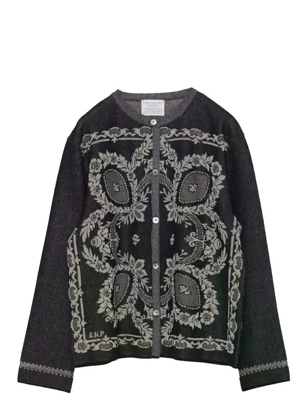 ANTIPAST Floral Intarsia Cardigan - Grey