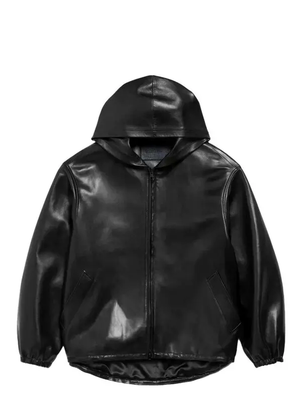 Balenciaga Hooded Leather Jacket - Black