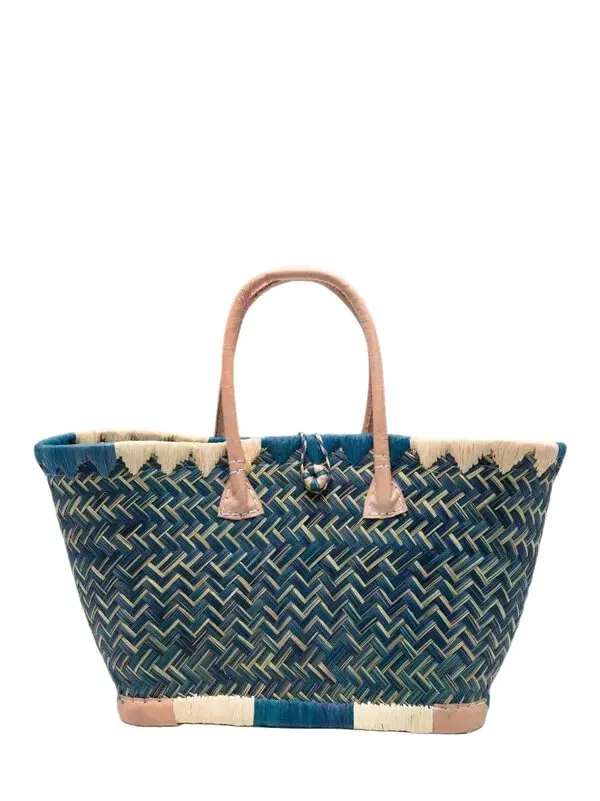 THE NINA STUDIO Clotilde Woven Tote Bag - Blue