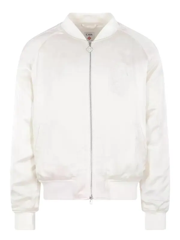 Casablanca Hotel Emblem Logo-embroidered Bomber Jacket - White
